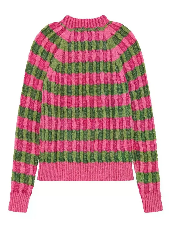 AGR Cable-knit Striped Sweater