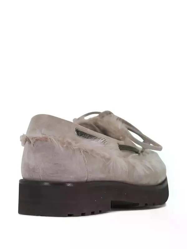 Brunello Cucinelli Shearling-trimmed Suede Loafers - Grey