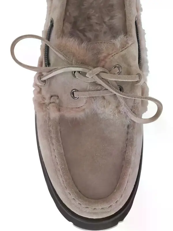 Brunello Cucinelli Shearling-trimmed Suede Loafers - Grey