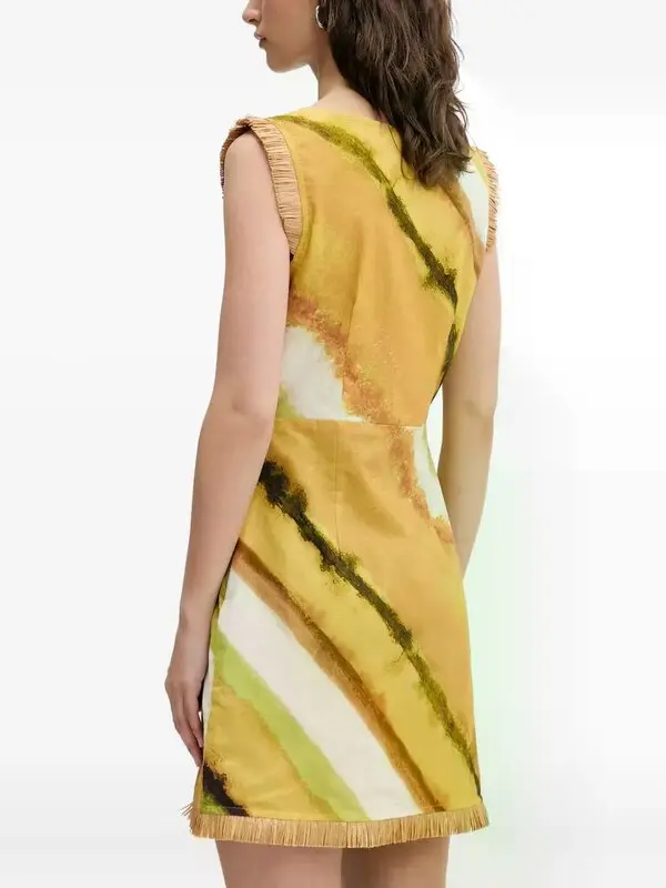 NEVER FULLY DRESSED Abstract-print Fringe Mini Dress