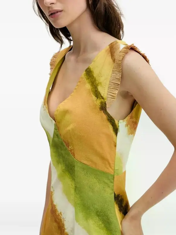 NEVER FULLY DRESSED Abstract-print Fringe Mini Dress