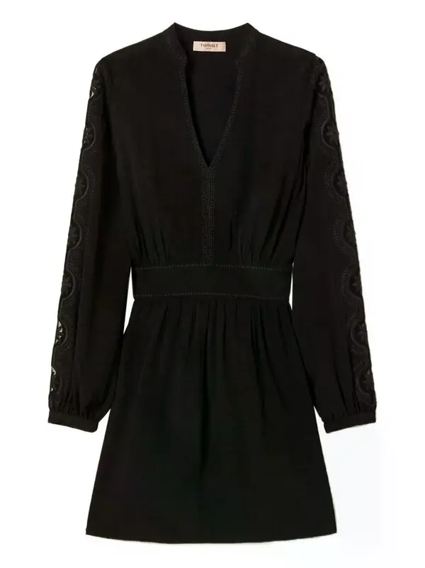 TWINSET Embroidered V-neck Mini Dress