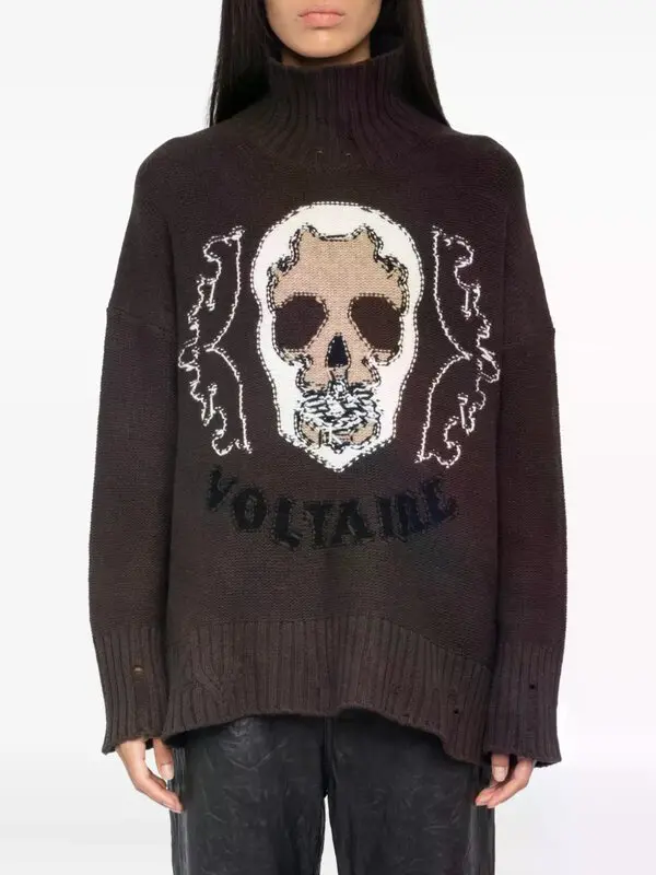 Zadig&Voltaire Skull-embellished Turtleneck Sweater - Brown