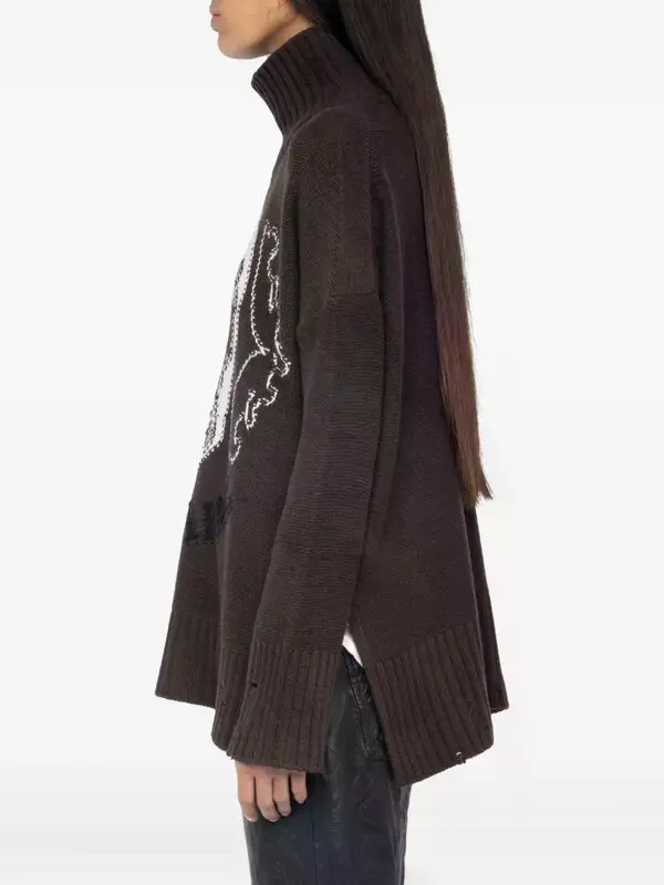 Zadig&Voltaire Skull-embellished Turtleneck Sweater - Brown