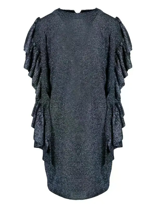 CIRCUS HOTEL Frill-sleeve Glitter Dress