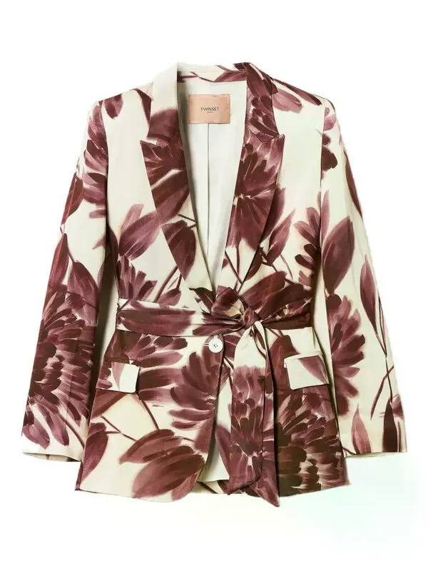 TWINSET Floral-print Belted Blazer - Red