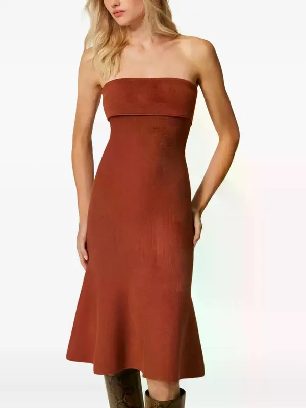 TWINSET Strapless Flared Midi Dress