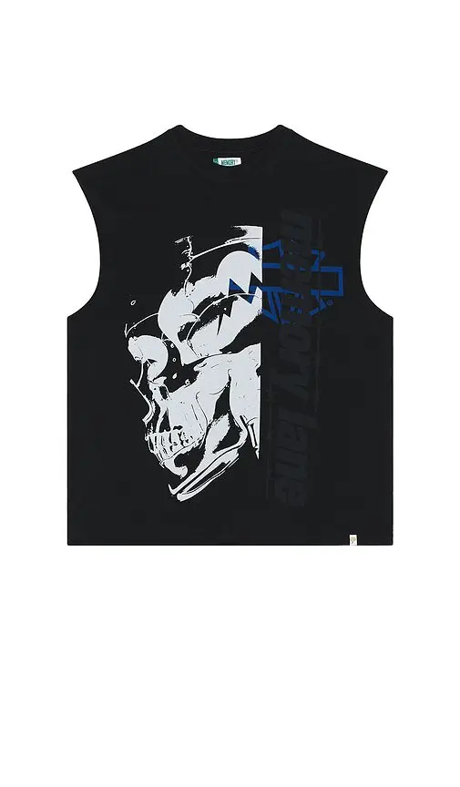 MEMORY LANE T3 Blitz Sleeveless Tee In Black - Light Gray