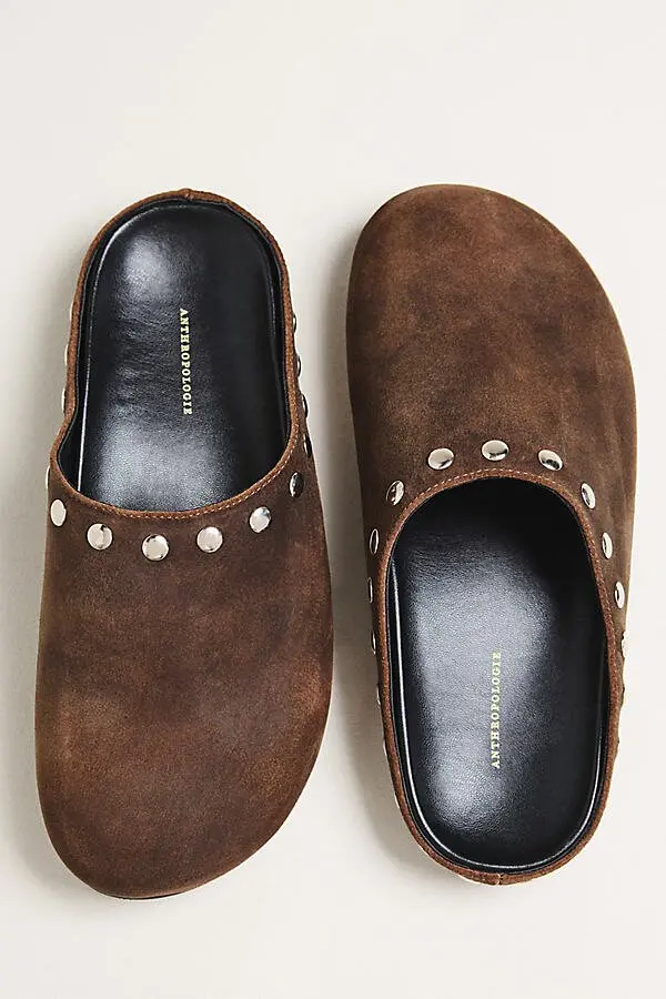 Anthropologie Studded Clogs - Brown Suede