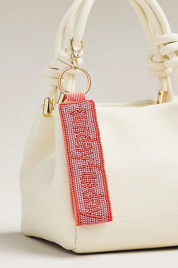 Anthropologie Beaded Bag Charm - Pink