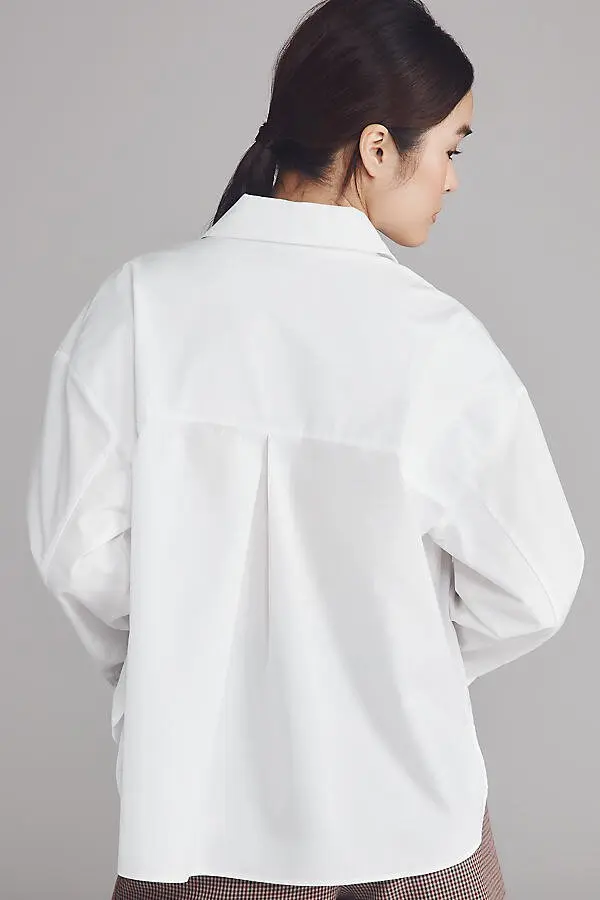 Maeve Oversized Cotton Buttondown Shirt - White