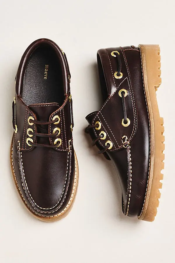 Maeve Lug Sole Boat Shoes - Chocolate