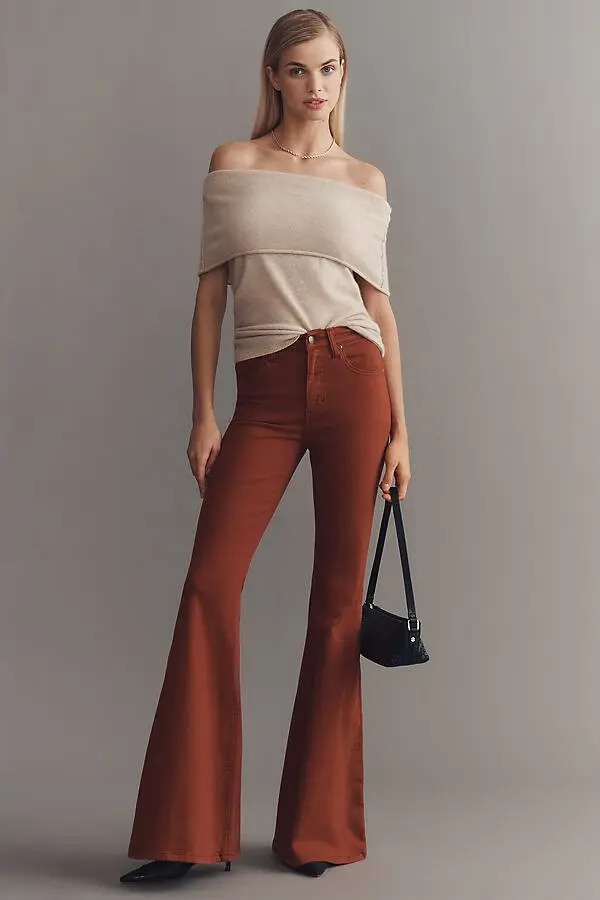 LEEM Ever Fit High-rise Flare Jeans - Red