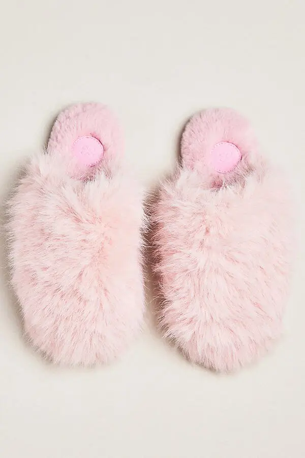 Maeve Fuzzy Faux Fur Slippers - Pink