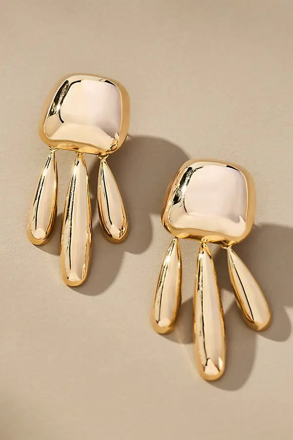 Anthropologie Drippy Geometric Earrings - Gold