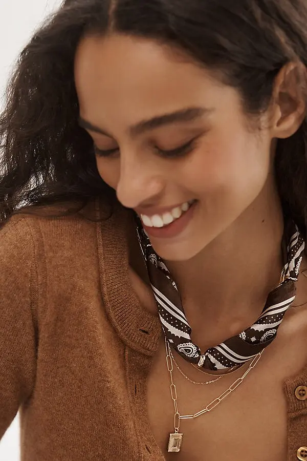 Anthropologie Scarf And Chain Necklace - Brown