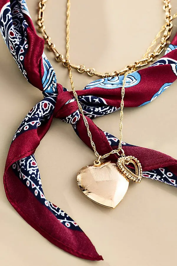 Anthropologie Double-chain Scarf Necklace - Wine
