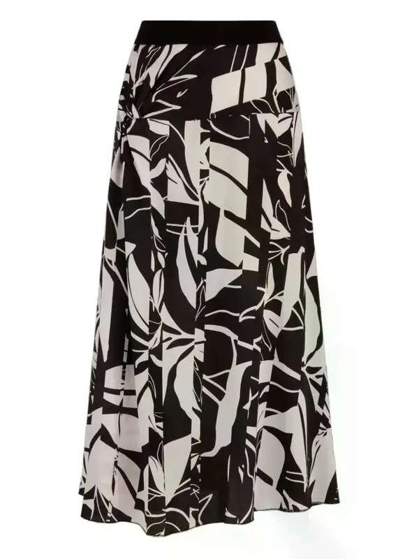 High Printed Pleated Midi Skirt