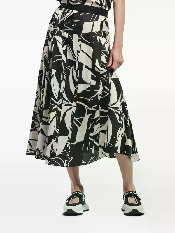 High Printed Pleated Midi Skirt