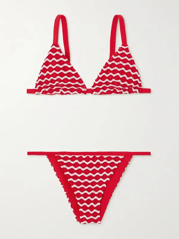 SARA CRISTINA Sun Two-tone Crocheted Bikini - Red