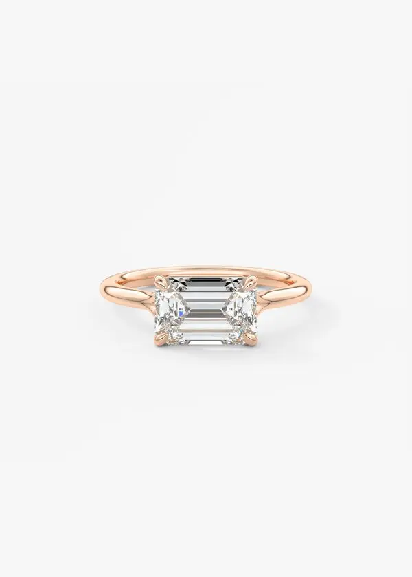 FRANK DARLING East West Emerald Cut Engagement Ring - Yellow Gold
