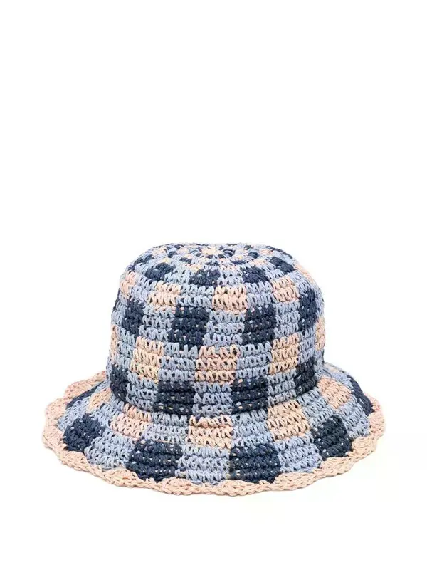 DAMSON MADDER Gingham Bucket Hat - Blue