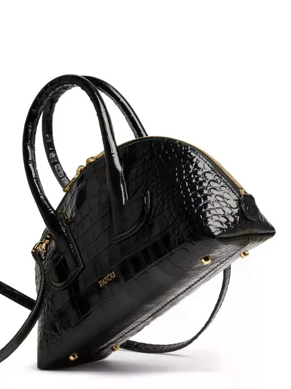 PATOU Le Bowling Crocodile-embossed Half-moon Bag - Black