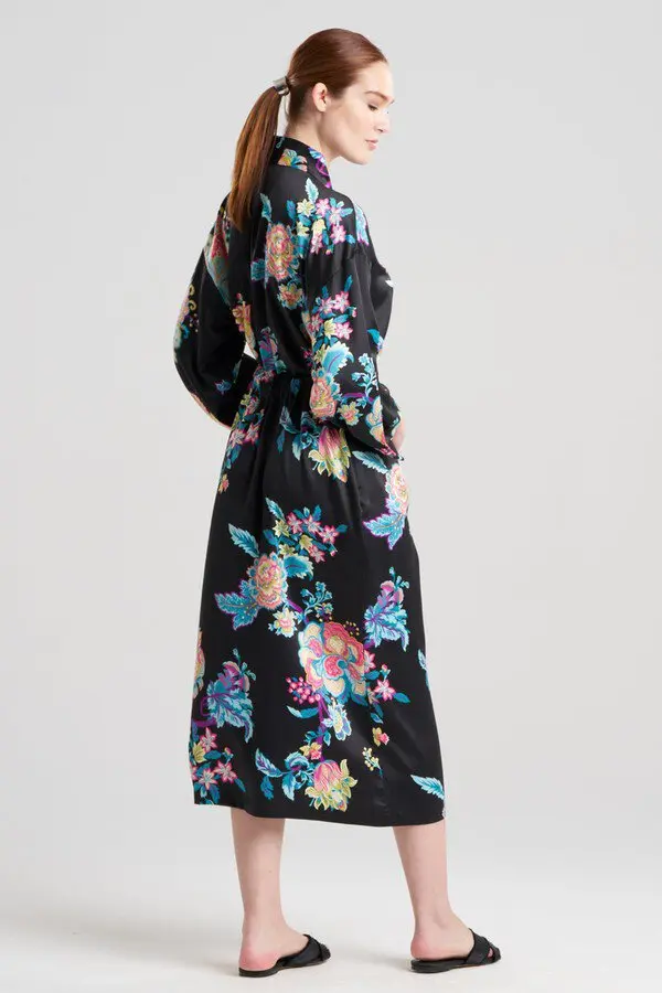 Natori Festival Satin Robe - Black