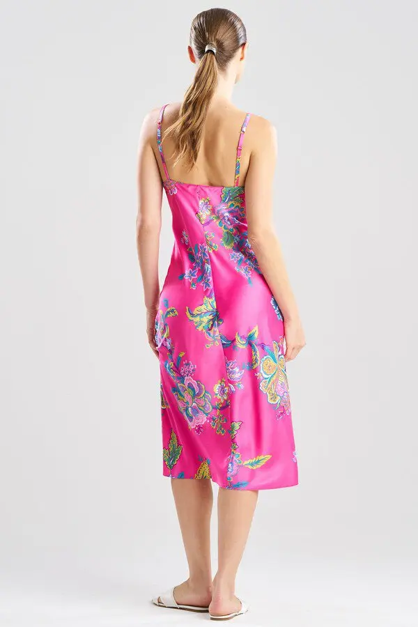 Natori Festival Printed Satin Slip Dress - Pink - 50% Off | Editorialist