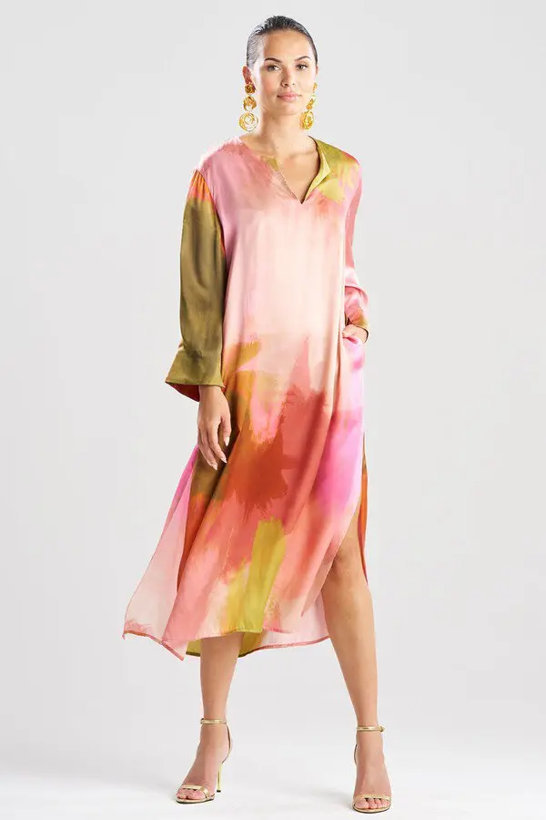 Natori Brushstroke Silk Caftan