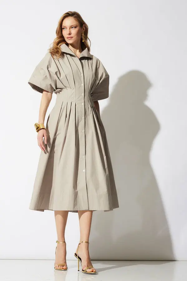 Natori Tech Cotton Taffeta Collar Dress