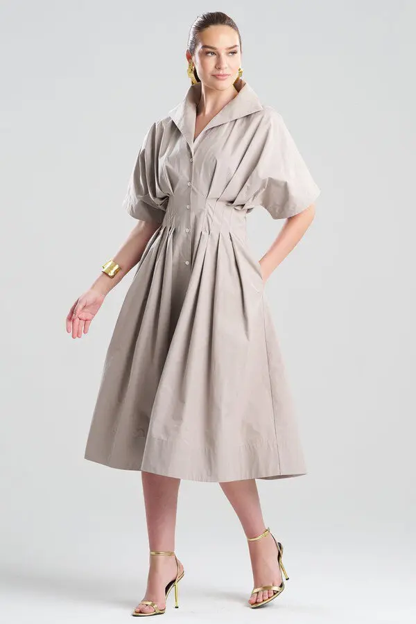 Natori Tech Cotton Taffeta Collar Dress