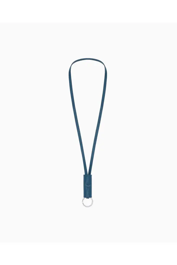 Emporio Armani Asv Regenerated Saffiano Lanyard Keyring - Blue