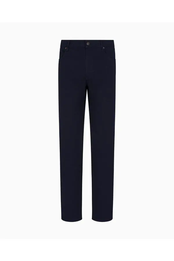 Emporio Armani J76 Straight-fit Twill Trousers - Navy