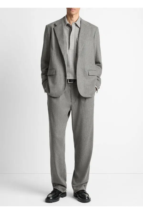 Vince Italian Wool-blend Flannel Double-pleated Trousers