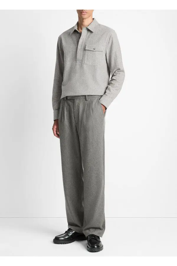 Vince Italian Wool-blend Flannel Double-pleated Trousers