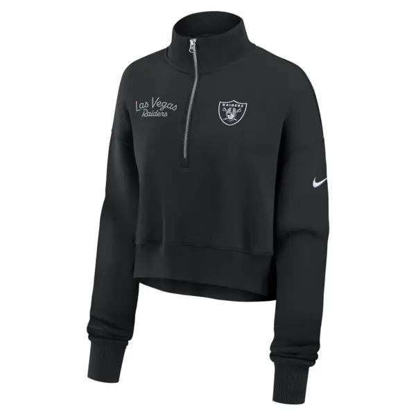 Nike Las Vegas Raiders Phoenix Nfl Cropped 1/4-zip Crew - Black