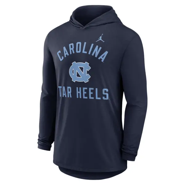 JORDAN North Carolina Campus Arch Brand Dri-fit College Long-sleeve Hooded T-shirt - Blue