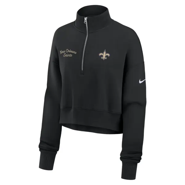 Nike New Orleans Saints Phoenix Nfl Cropped 1/4-zip Crew - Black