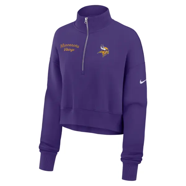 Nike Minnesota Vikings Phoenix Nfl Cropped 1/4-zip Crew