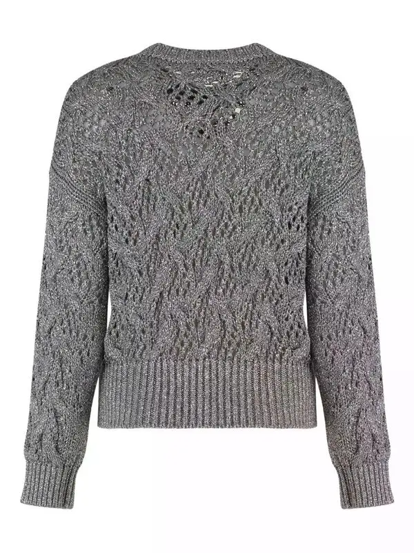 Max Mara Pilade Lurex Knit Sweater - Grey