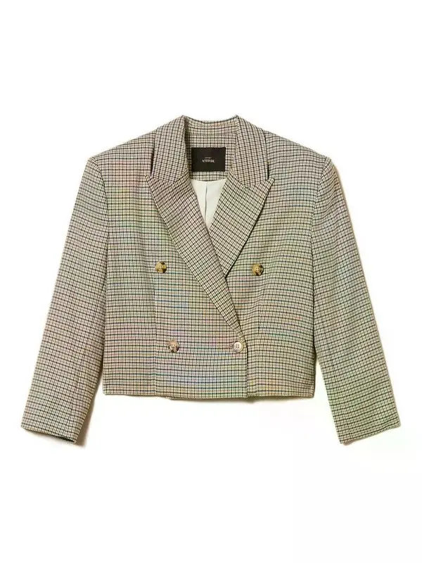 TWINSET Houndstooth Double-breasted Blazer