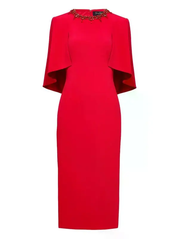 Jenny Packham Ursa Embellished-neck Midi Dress - Red