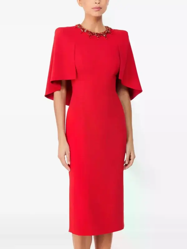 Jenny Packham Ursa Embellished-neck Midi Dress - Red