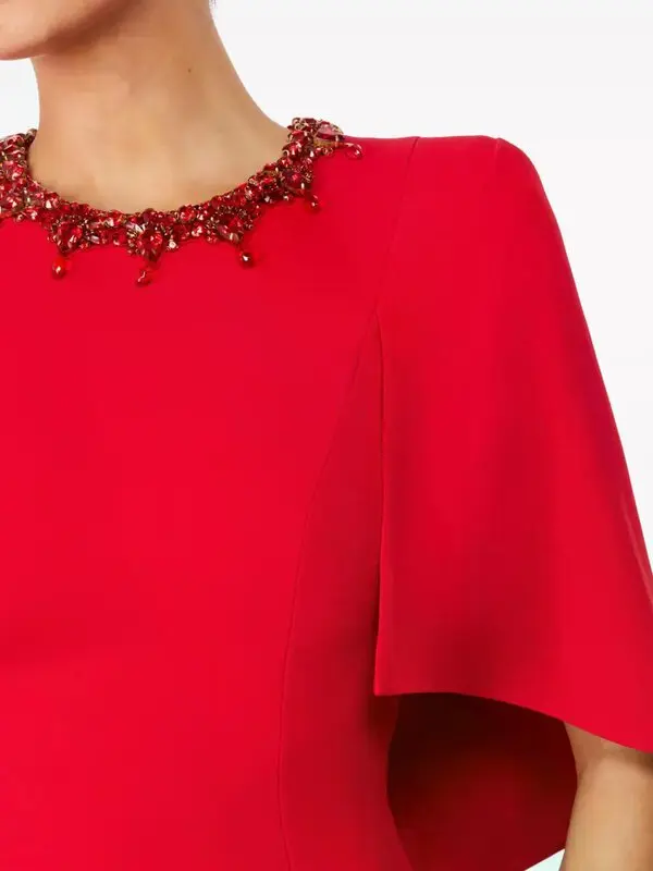 Jenny Packham Ursa Embellished-neck Midi Dress - Red