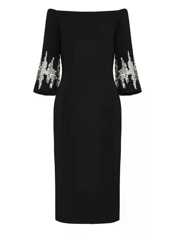 Jenny Packham Aster Sequin-embellished Midi Dress - Black