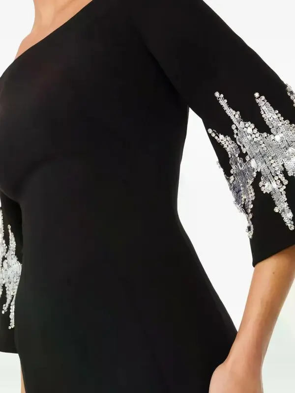 Jenny Packham Aster Sequin-embellished Midi Dress - Black
