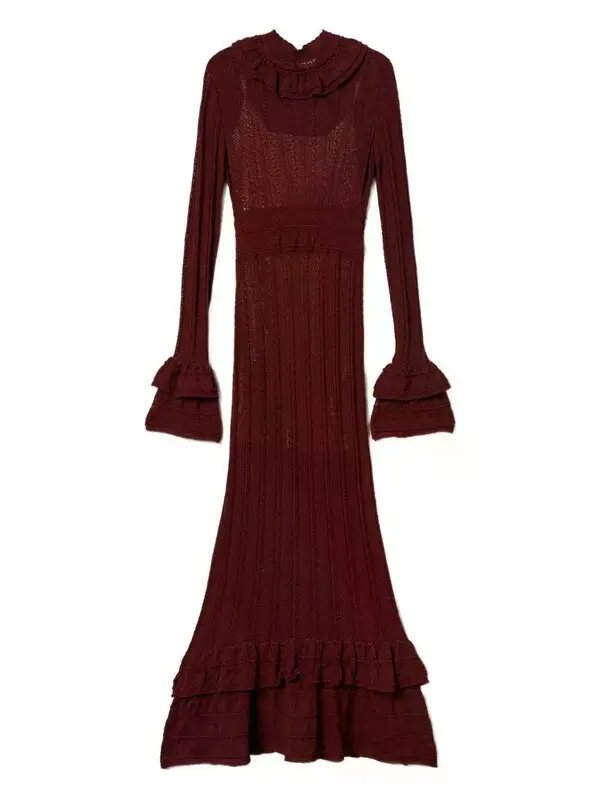 TWINSET Ruffled Knit Maxi Dress