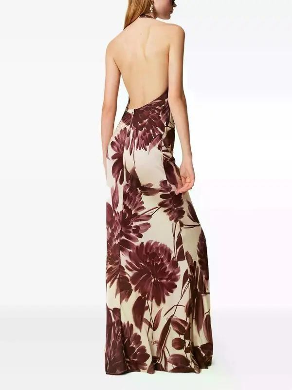 TWINSET Floral Print Halterneck Maxi Dress