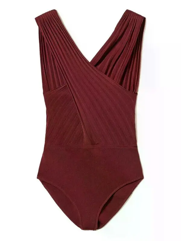 TWINSET Crossover Ribbed Top - Red